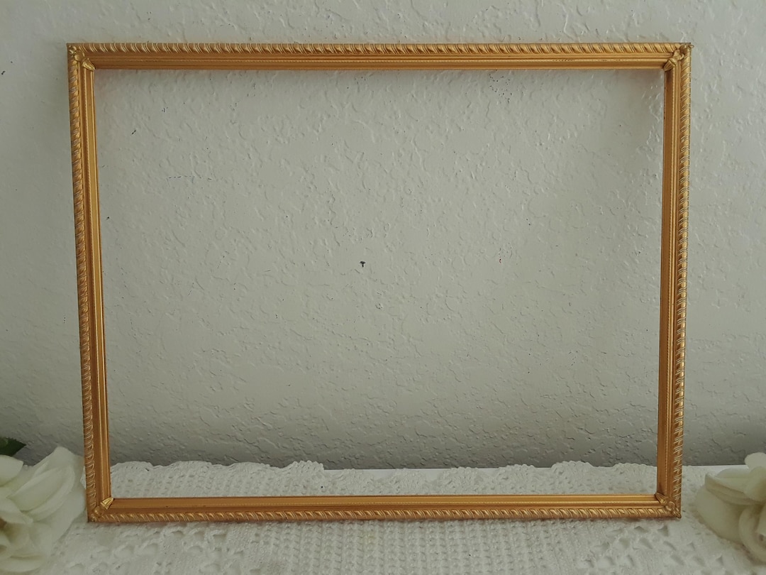 24 Karat Gold Finish Picture Frame 11 X 14 Photo Decoration Mid Century ...
