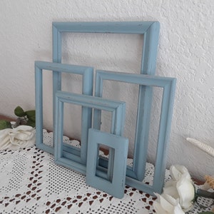 Blue Picture Frame Set Upcycled Vintage Rustic Shabby Chic Distressed ...