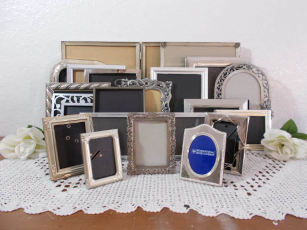 Vintage Silver Picture Frame Set Photo Gallery Collection Mid Century ...