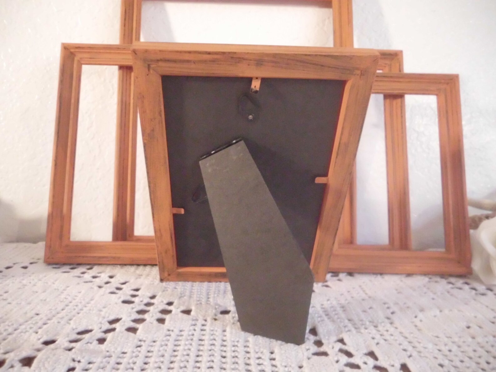 Orange Picture Frame Set Rustic Shabby Chic Distressed Photo Wall ...