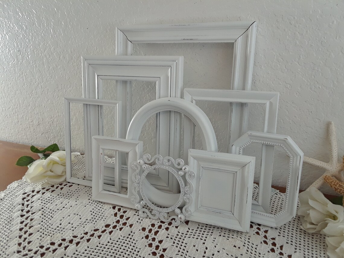 White Shabby Chic Picture Frame Set up Cycled Vintage Photo - Etsy