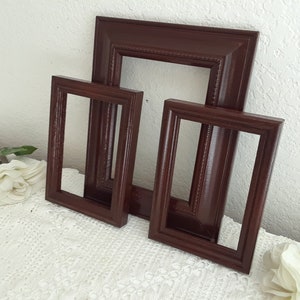 Dark Walnut Stained Wood Picture Frame Set Upcycled Vintage Photo ...