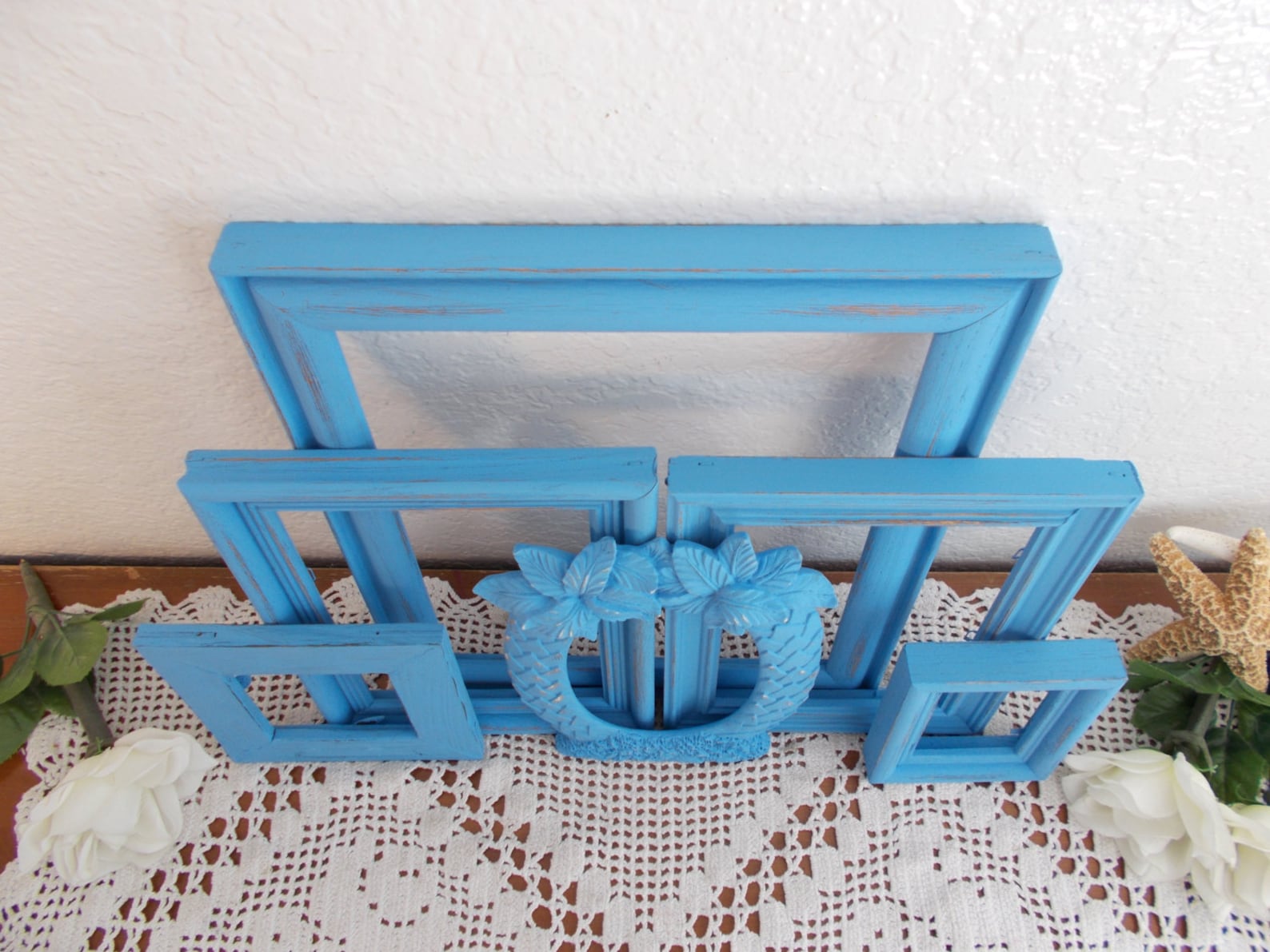 Blue Frame Set Shabby Chic Distressed Picture Photo Palm Tree | Etsy