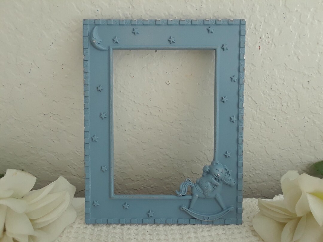 Light Blue Baby Boy Nursery Picture Frame Upcycled Vintage Shabby Chic ...