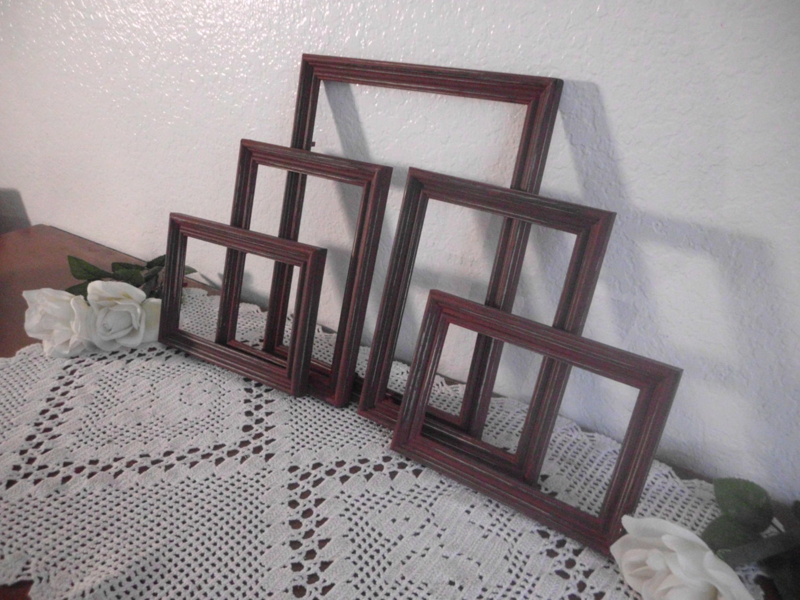Country Barn Red Frame Set Rustic Shabby Chic Distressed - Etsy