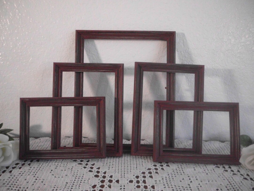 Country Barn Red Frame Set Rustic Shabby Chic Distressed Picture Photo ...