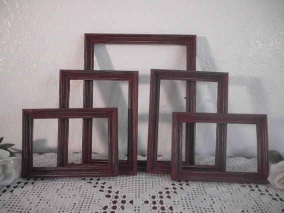 Country Barn Red Frame Set Rustic Shabby Chic Distressed | Etsy