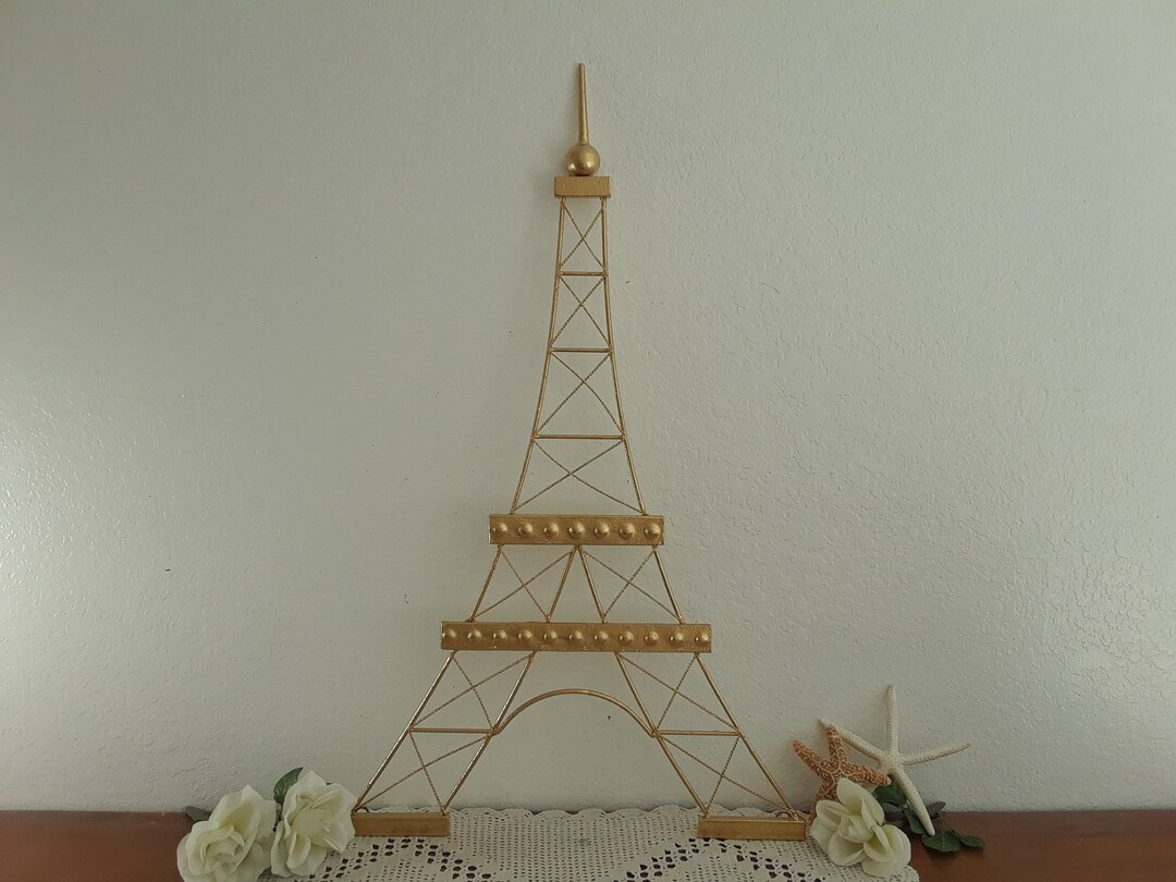 Gold Eiffel Tower Metal Wall Art up Cycled Vintage Decoration Paris ...