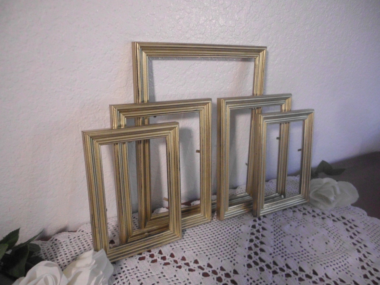 Gold Frame Set Shabby Chic Picture Photo Christmas Cottage | Etsy
