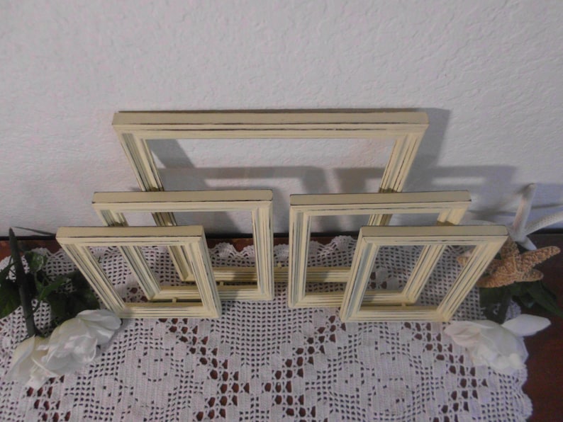 Light Yellow Ivory Frame Set Pale Shabby Chic Picture Photo Country ...