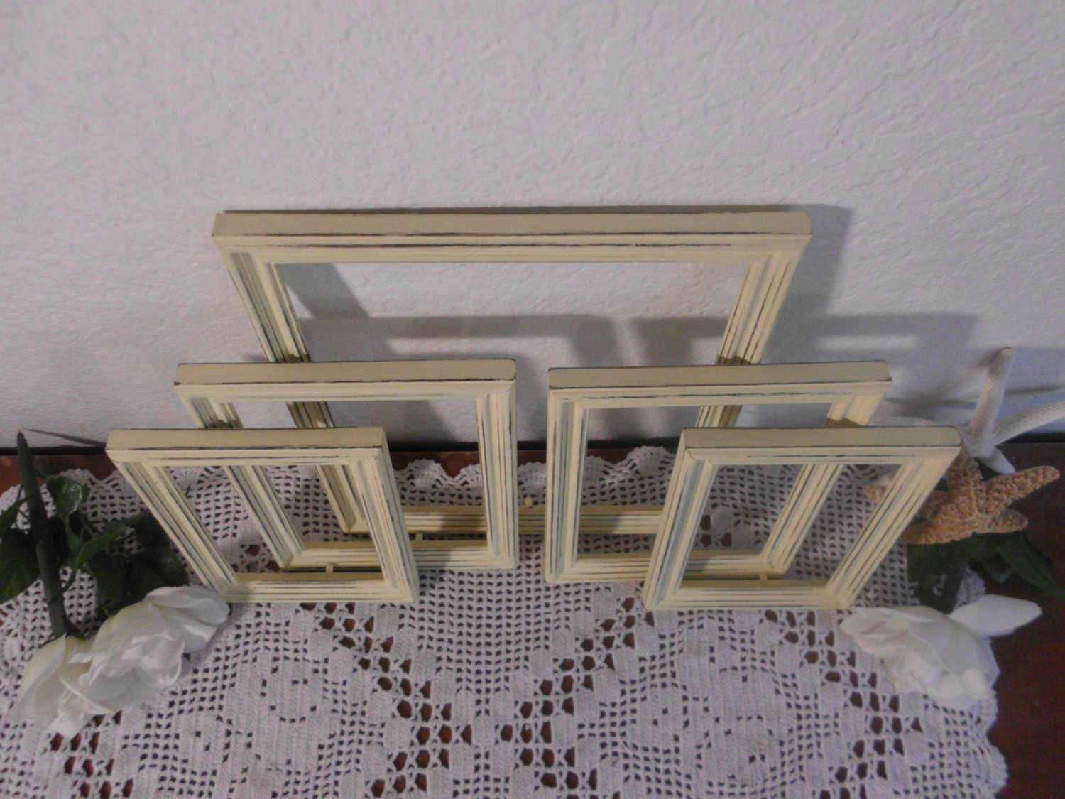 Light Yellow Ivory Frame Set Pale Shabby Chic Picture Photo Country ...