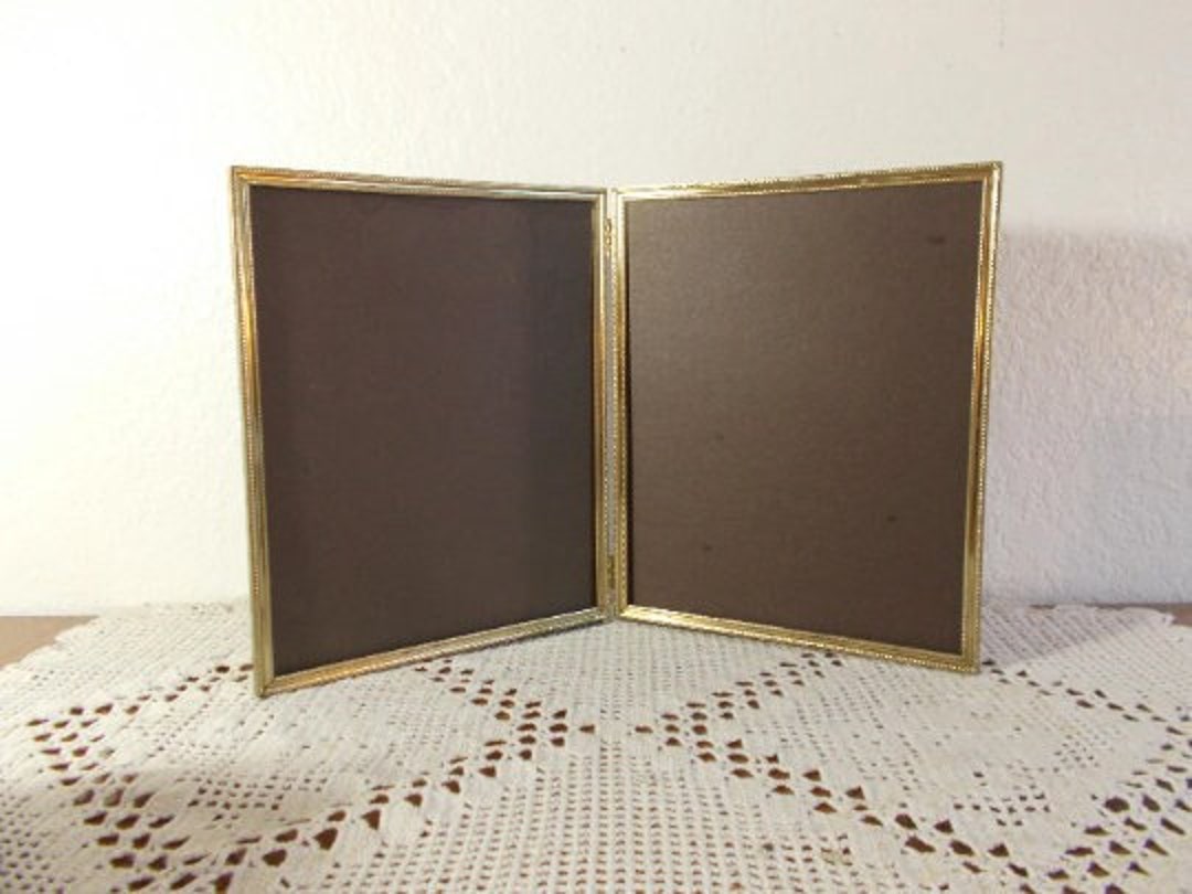 Vintage Ornate Double Hinged Gold Metal Picture Frame Folding 2 - 8 X ...