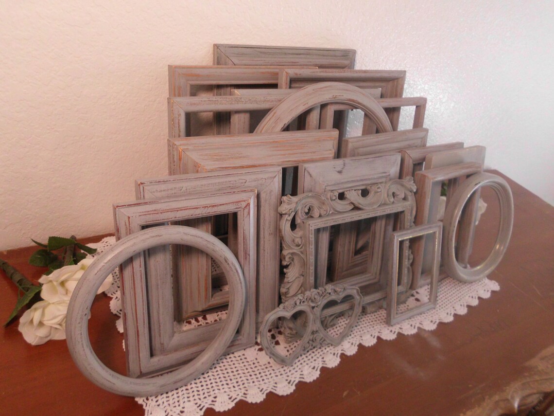 Gray Picture Frame Set Rustic Grey Photo Wall Gallery - Etsy