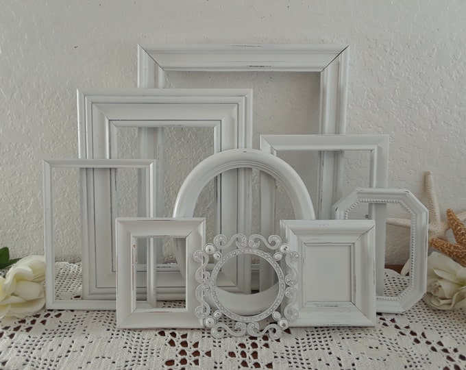 White Shabby Chic Picture Frame Set up Cycled Vintage Photo - Etsy