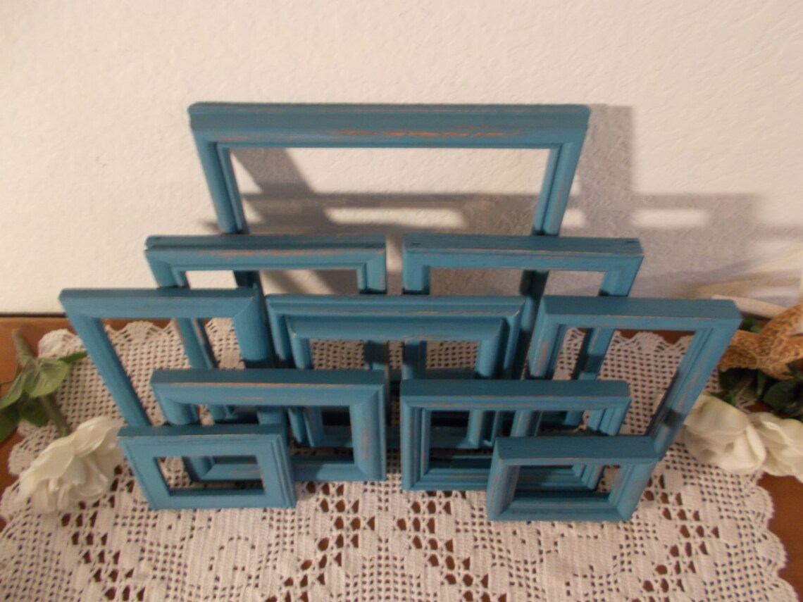 Aqua Turquoise Blue Picture Frame Set Beach Cottage Coastal - Etsy