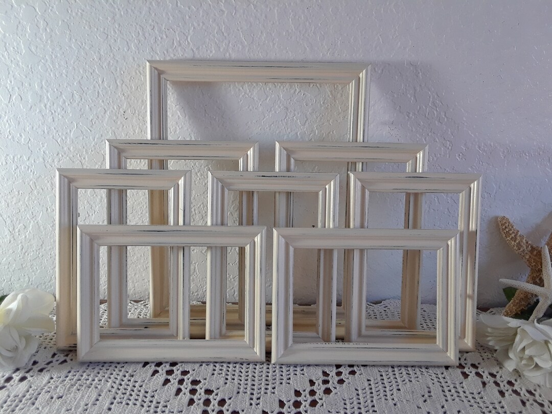 Off White Ivory Picture Frame Set Rustic Shabby Chic Distressed Photo ...