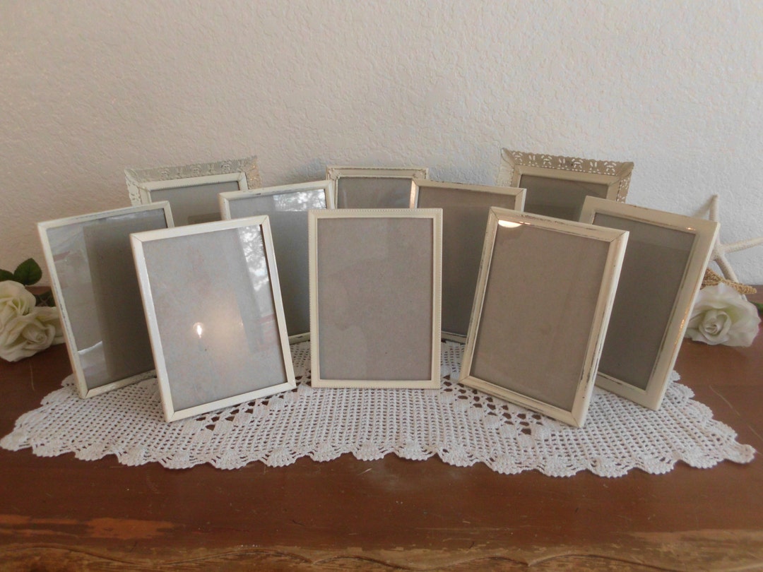 Antique off White Picture Frame Set up Cycled Vintage Metal 5 X 7 Photo ...