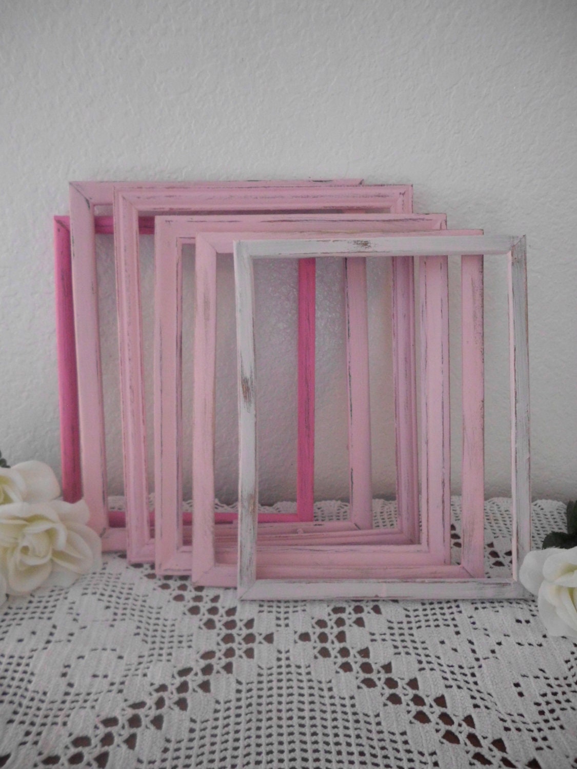 Pink Shabby Chic Picture Frame Upcycled Vintage Wood 8 X 10 | Etsy