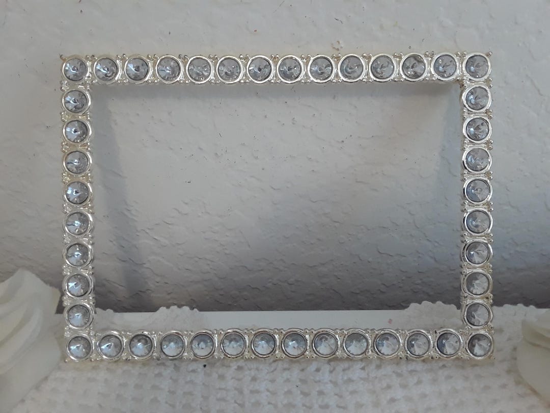Vintage Silver & Clear Diamond Rhinestone Picture Frame 4 X 6 Photo ...