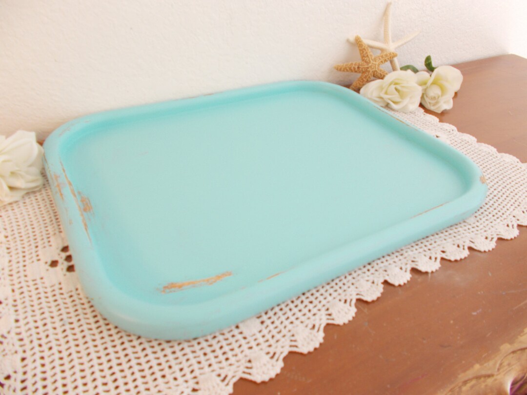 Large Mint Blue Green Serving Tray up Cycled Vintage Wood Rustic Shabby ...