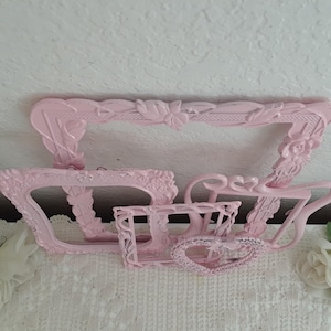 Pink Picture Frame Set Upcycled Vintage Flower Heart Wall Gallery Photo ...