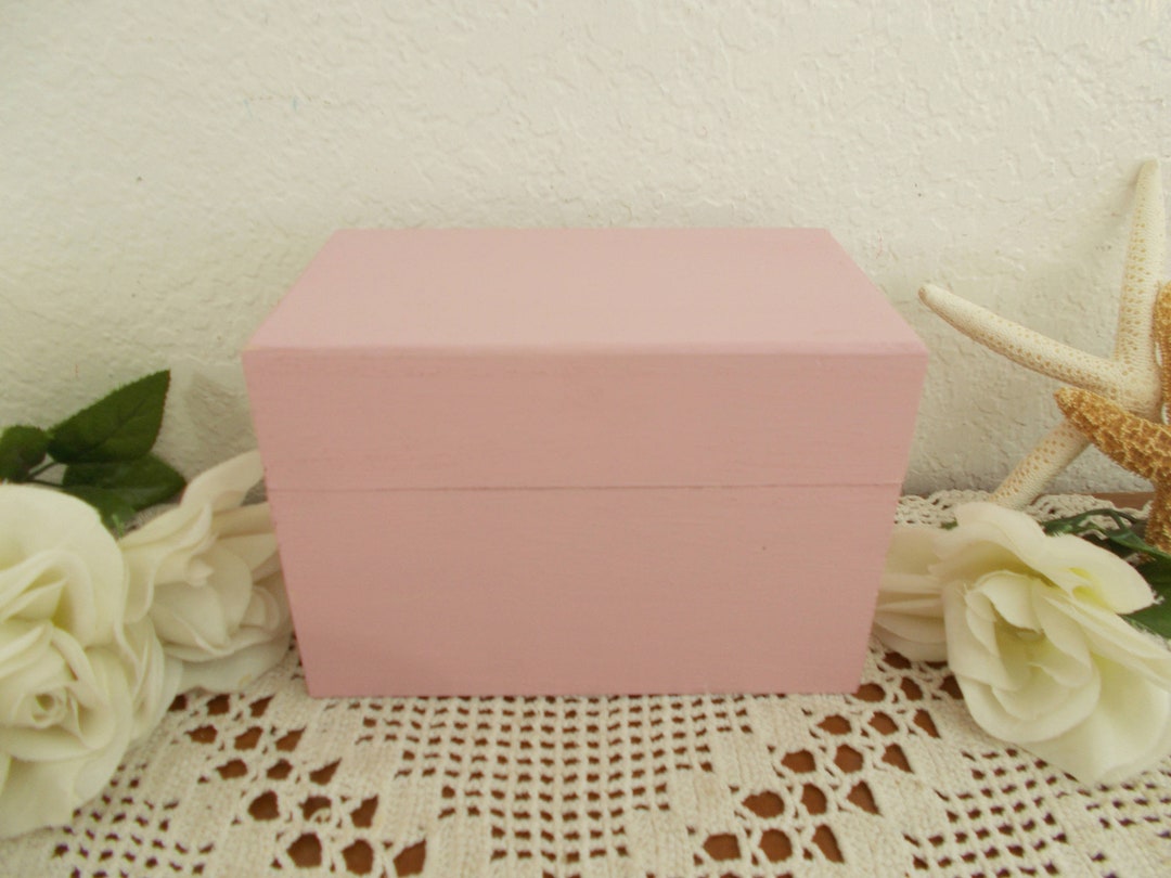 Pink Recipe File Box Index Card Storage Organizer Rustic Shabby Chic ...