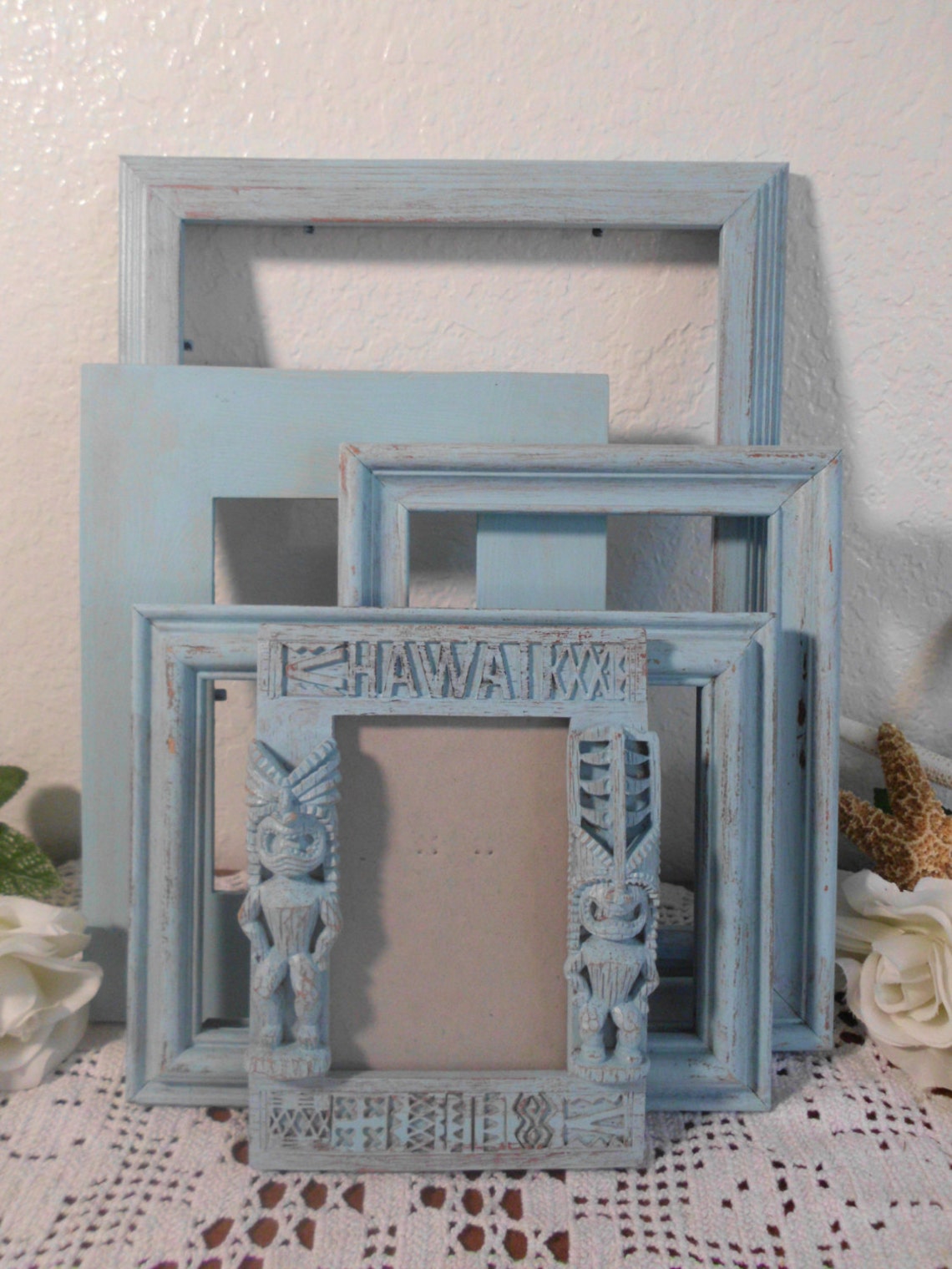 Light Blue Frame Set Shabby Chic Distressed Picture Photo - Etsy