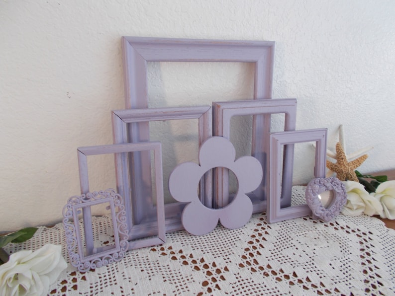 Lavender Purple Picture Frame Set Photo Gallery Collection up Cycled ...