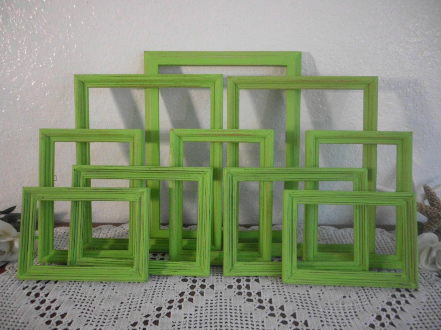Lime Green Frame Set Bright Shabby Chic Beach Cottage Tropical | Etsy