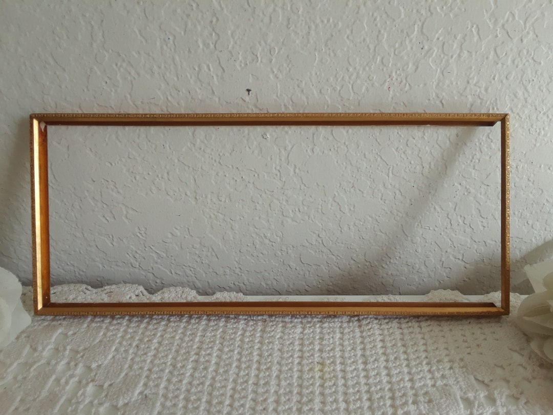 Vintage Gold Plated Picture Frame 5 X 12 Photo Decoration Mid Century ...