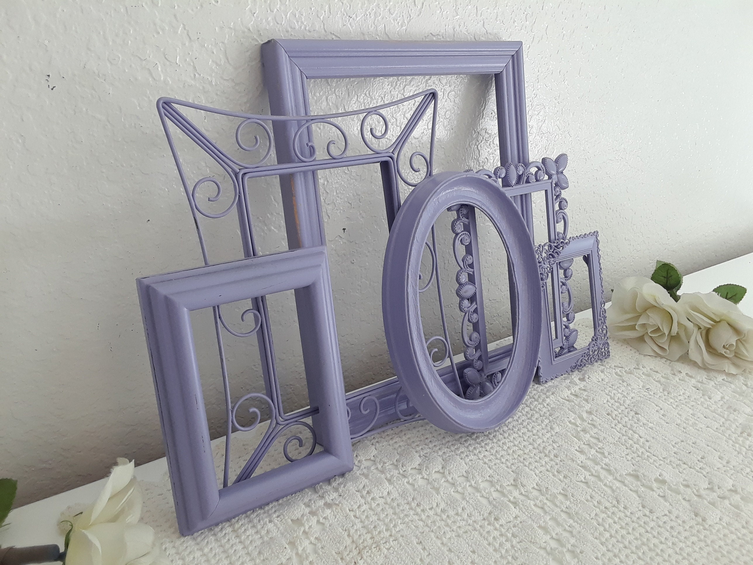 Light Lavender Purple Picture Frame Set Upcycled Vintage Photo Gallery ...