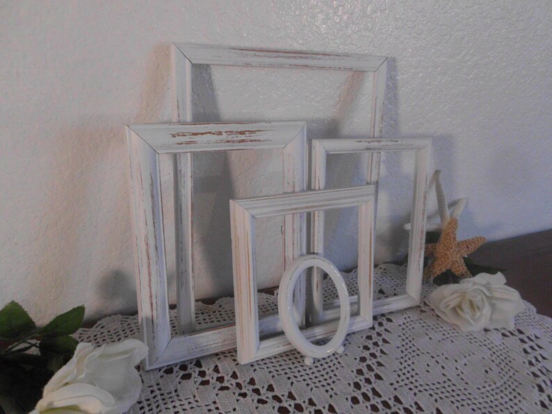 White Shabby Chic Frame Set Rustic Distressed Picture Photo Paris ...