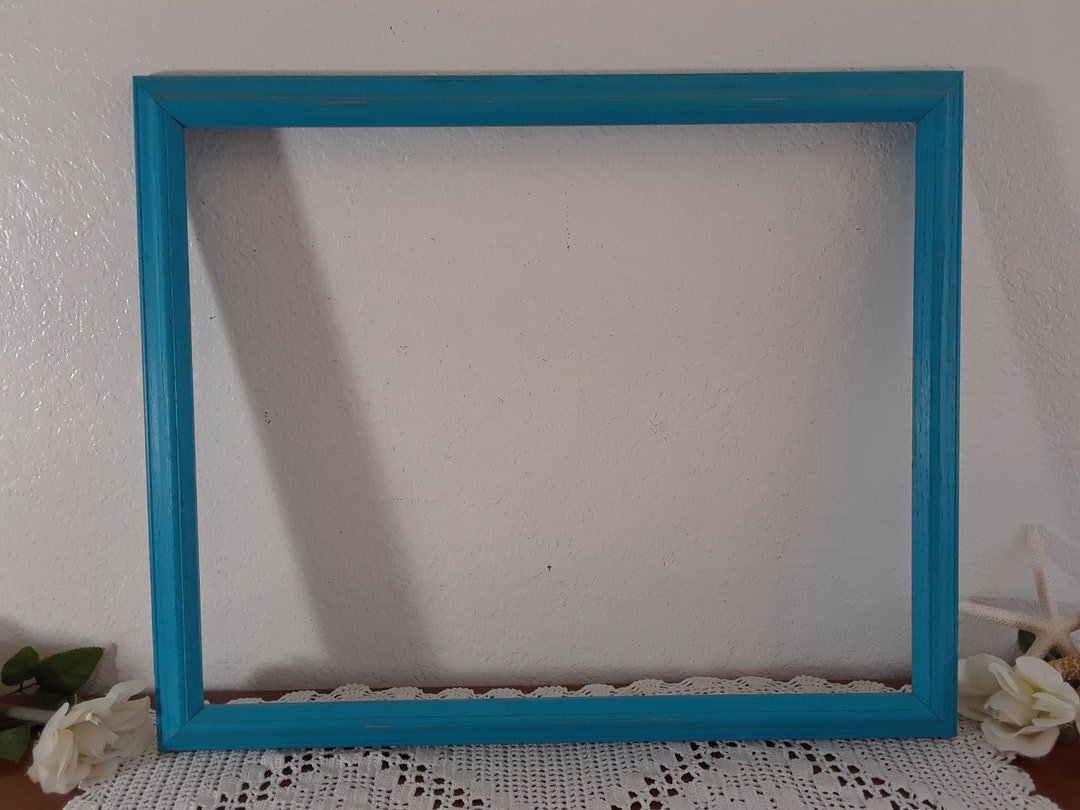 Large Aqua Turquoise Blue Picture Frame up Cycled Vintage Rustic Shabby ...