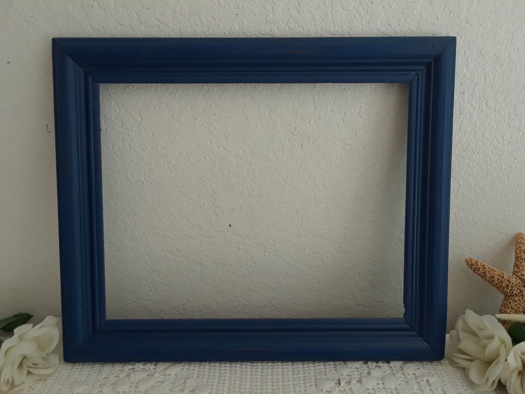 Navy Blue Picture Frame up Cycled Vintage Rustic Shabby Chic Distressed ...