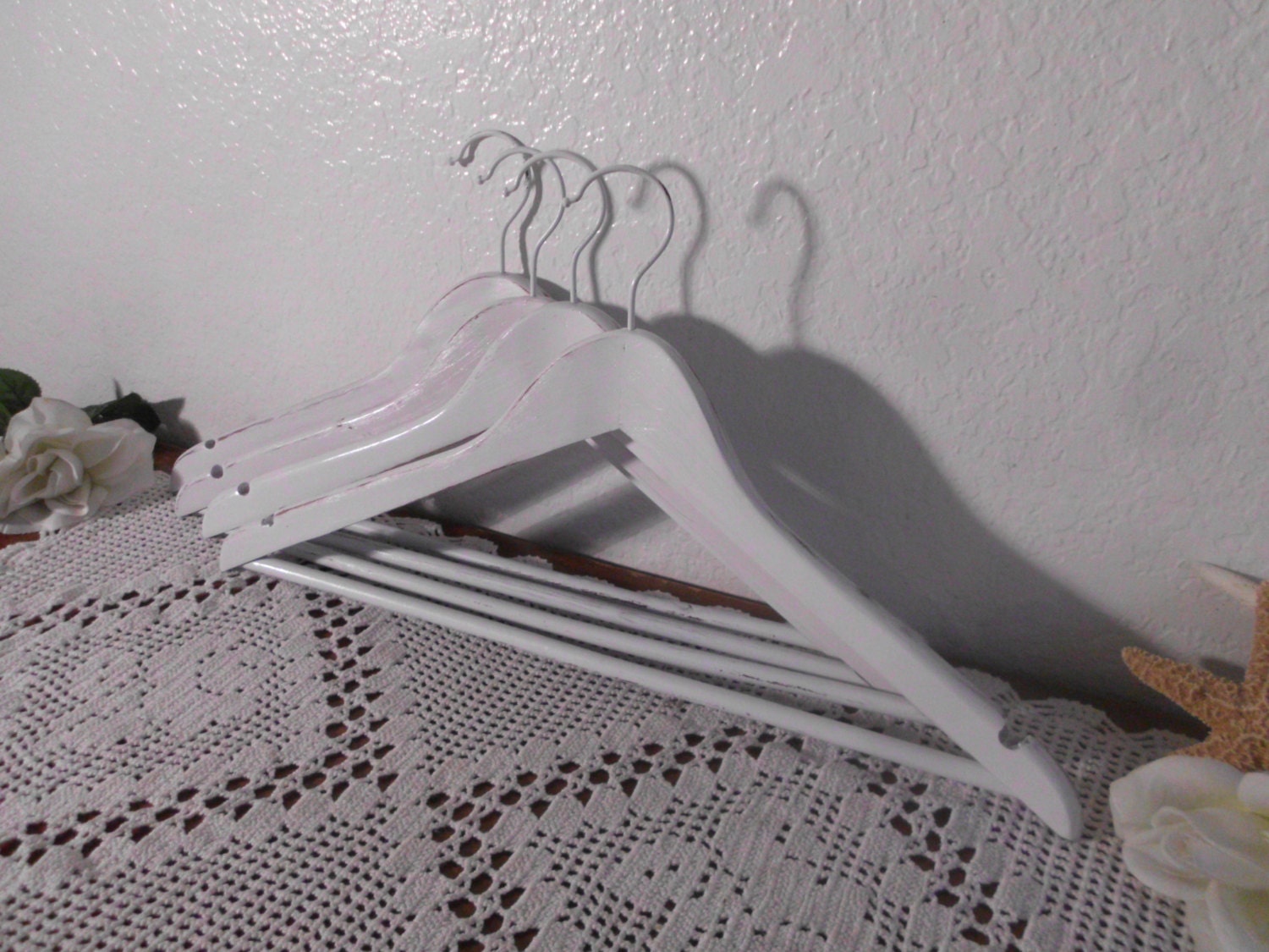 White Shabby Chic Clothes Hanger Rustic Distressed Wood | Etsy
