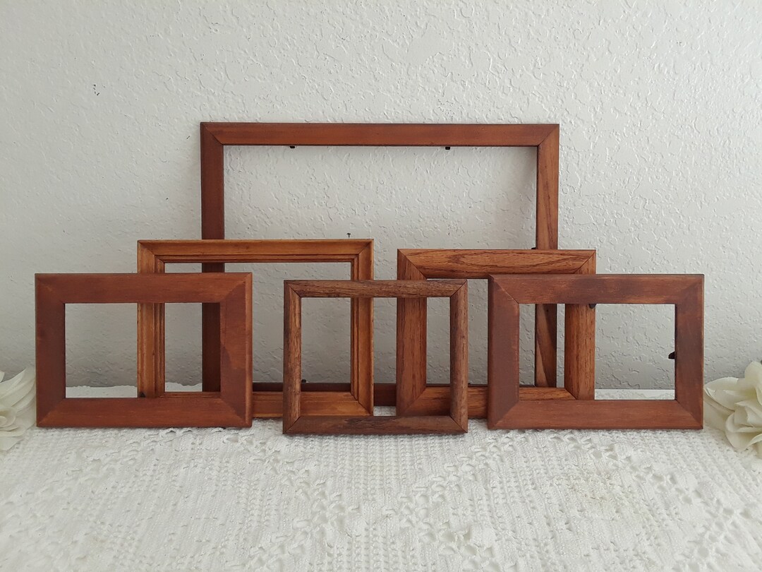 Vintage Wood Picture Frame Set Photo Gallery Collection Mid Century ...