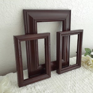 Dark Walnut Stained Wood Picture Frame Set Upcycled Vintage Photo ...