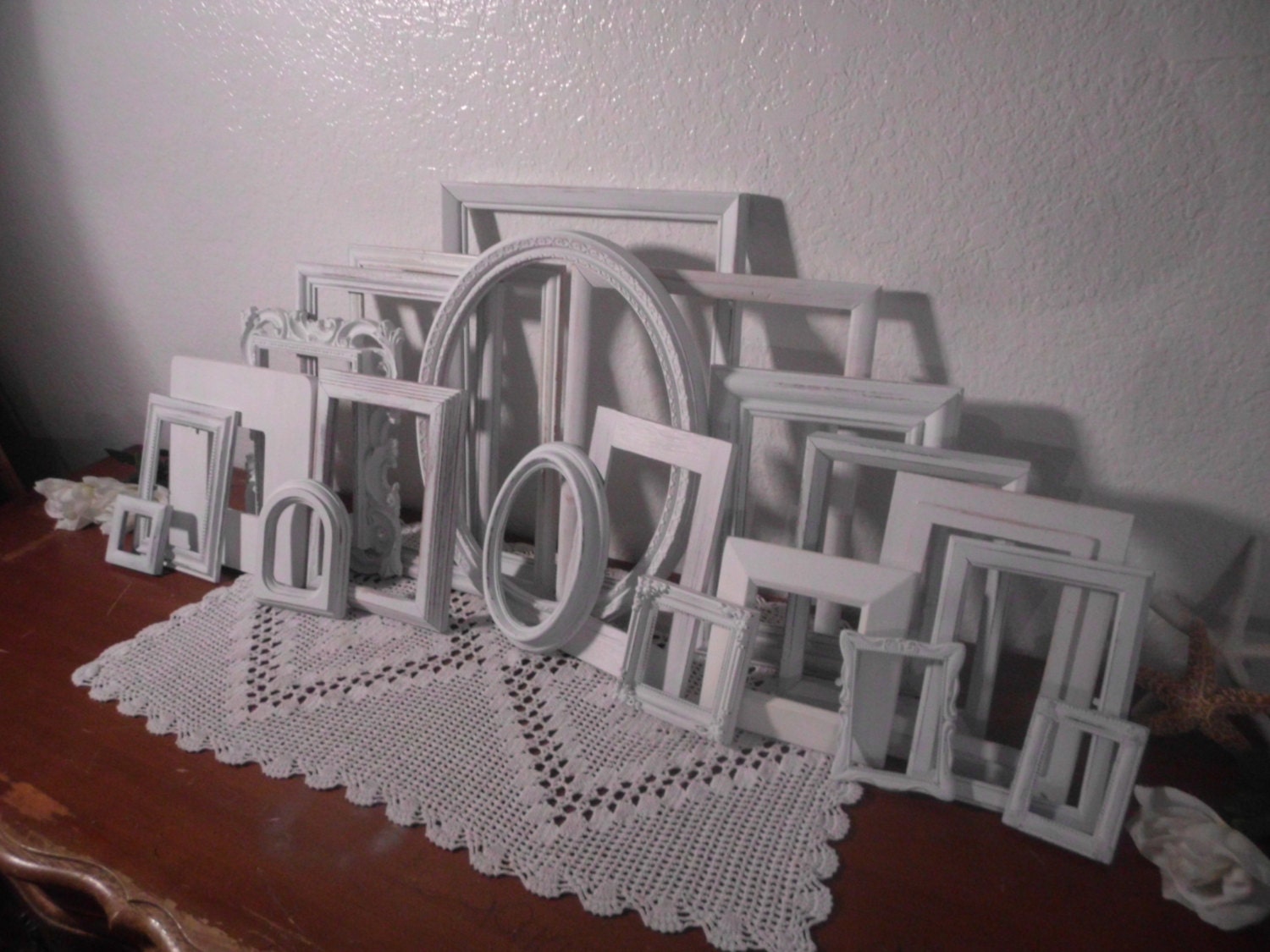 White Shabby Chic Frame Set Picture Photo Beach Cottage French | Etsy