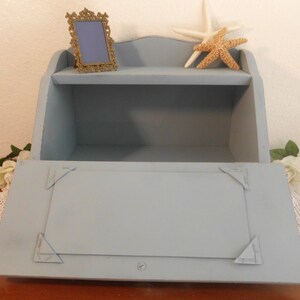 Blue Bread Box Rustic Shabby Chic Distressed Wood Storage Kitchen Beach ...