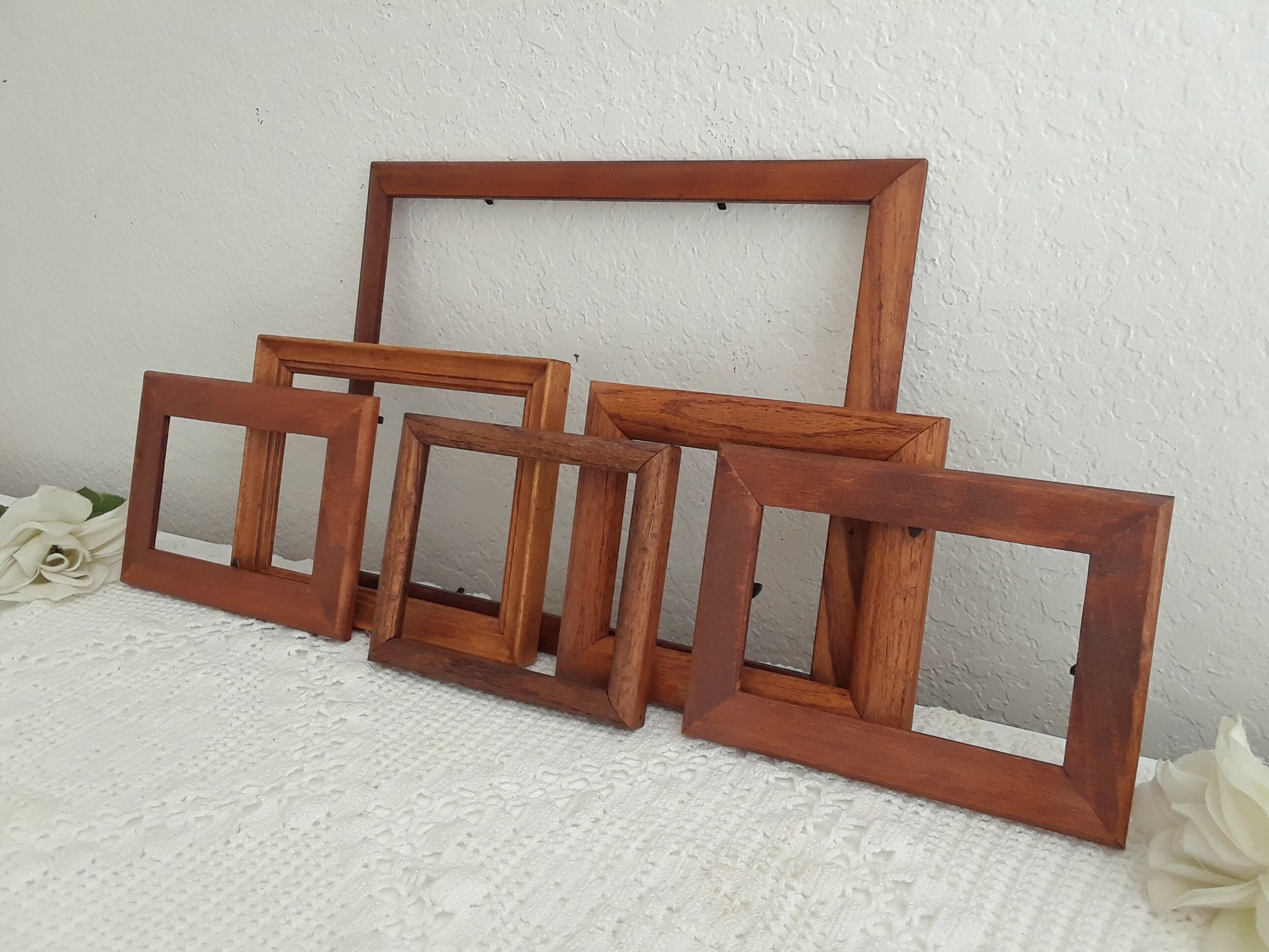 Vintage Wood Picture Frame Set Photo Gallery Collection Mid Century ...