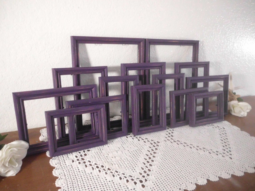 Dark Violet Purple Picture Frame Set Rustic Shabby Chic up Cycled ...