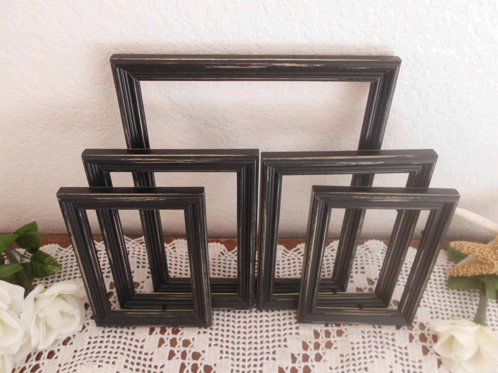 Black Picture Frame Set Rustic Distressed Photo Gallery | Etsy