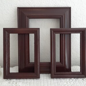 Dark Walnut Stained Wood Picture Frame Set Upcycled Vintage Photo ...