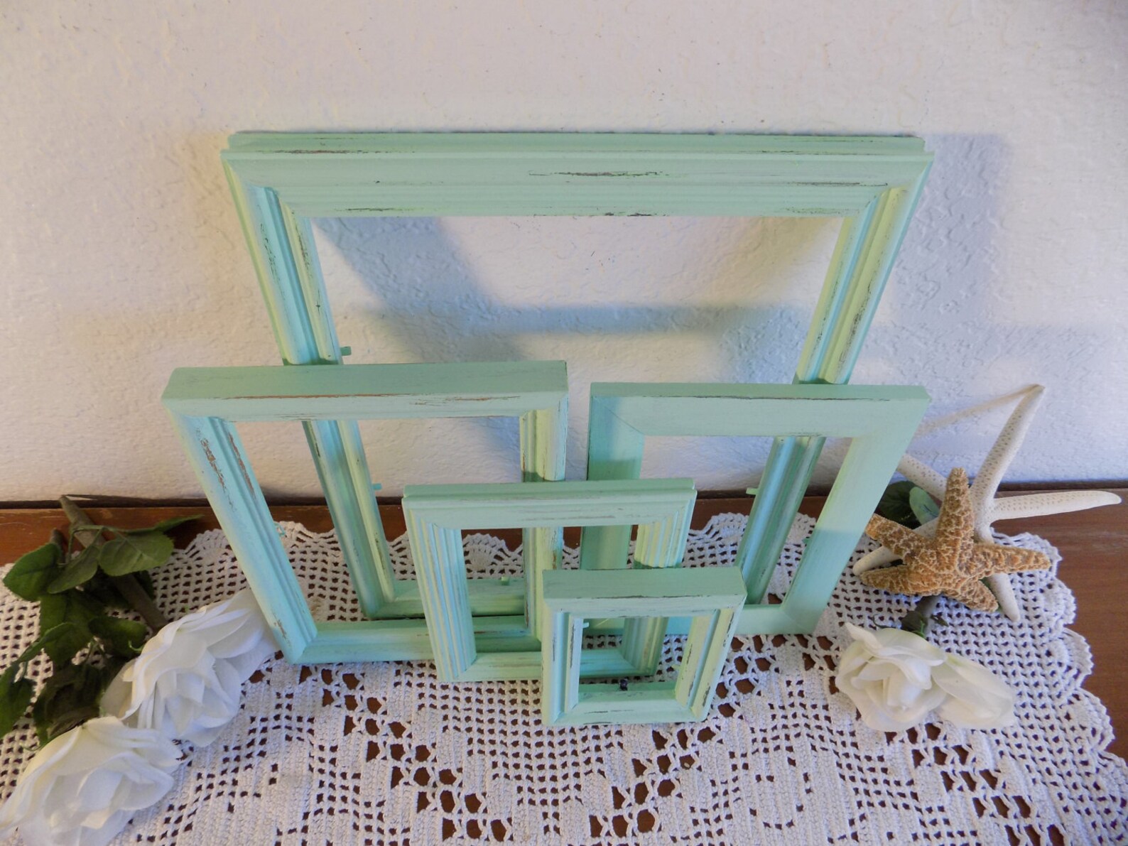 Light Green Picture Frame Set Shabby Chic Upcycled Vintage - Etsy