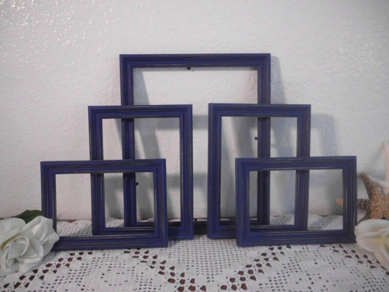 Navy Blue Frame Set Rustic Shabby Chic Distressed Picture - Etsy