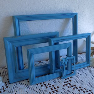 Turquoise Blue Picture Frame Set up Cycled Vintage Photo Decoration ...
