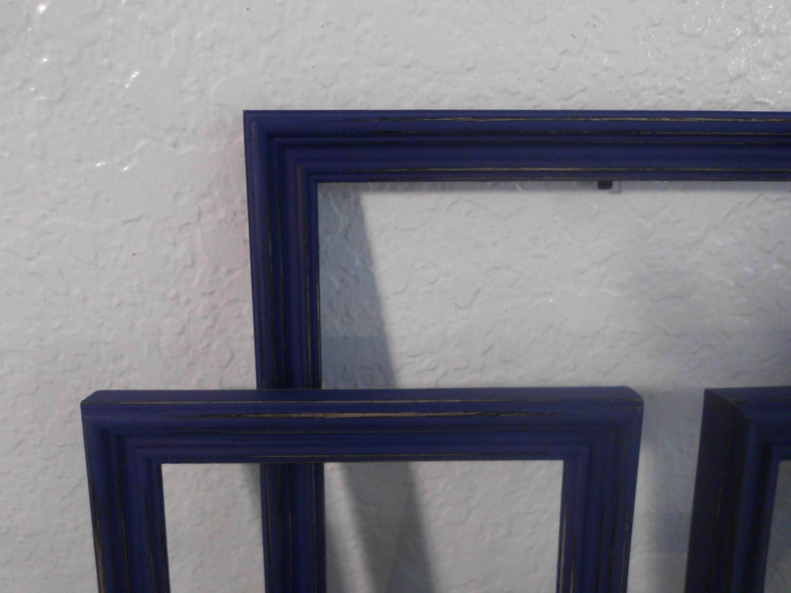 Navy Blue Frame Set Rustic Shabby Chic Distressed Picture - Etsy