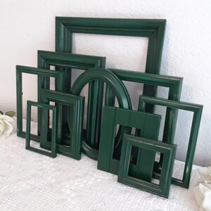 Dark Forest Green Picture Frame Set up Cycled Vintage Rustic Shabby ...