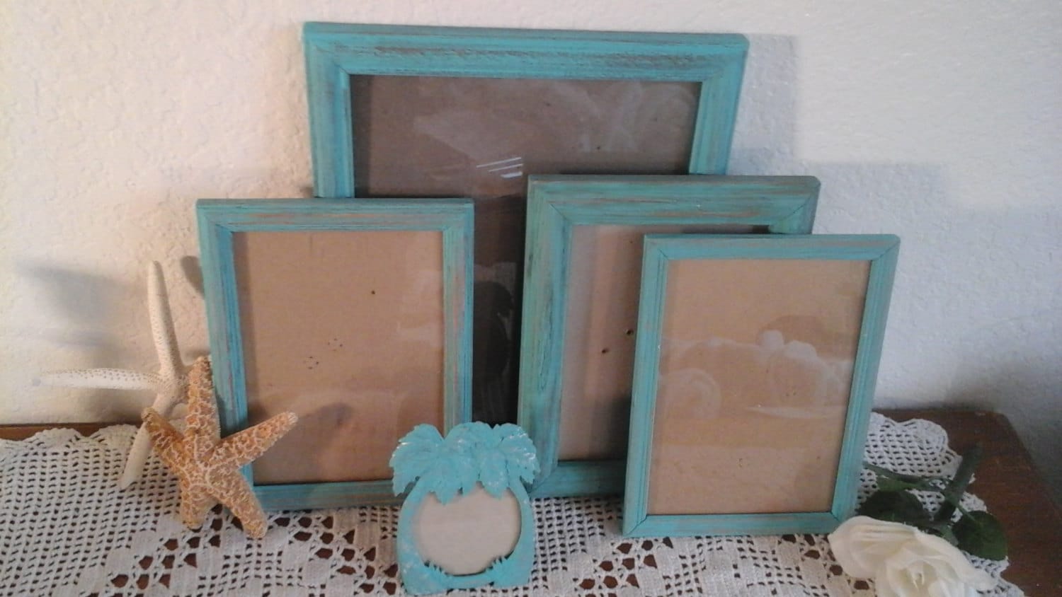 Aqua Turquoise Blue Frame Set Shabby Chic Distressed Beach | Etsy