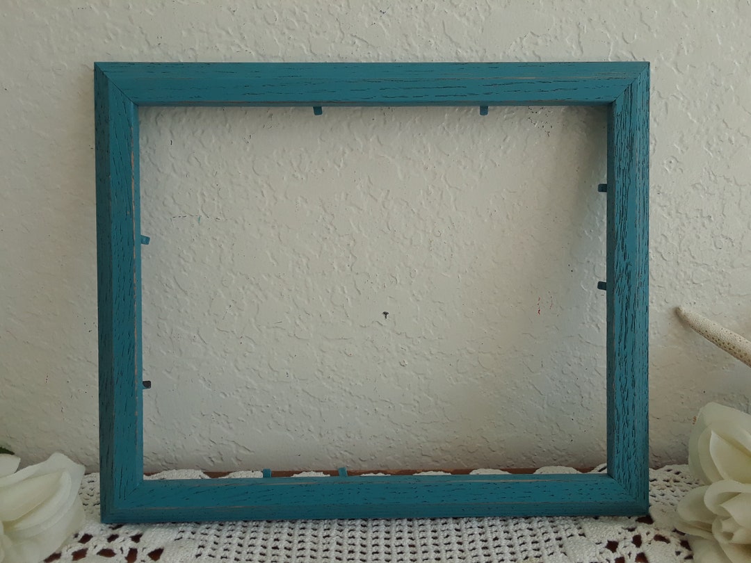 Blue Green Teal Picture Frame Upcycled Vintage Rustic Shabby Chic ...